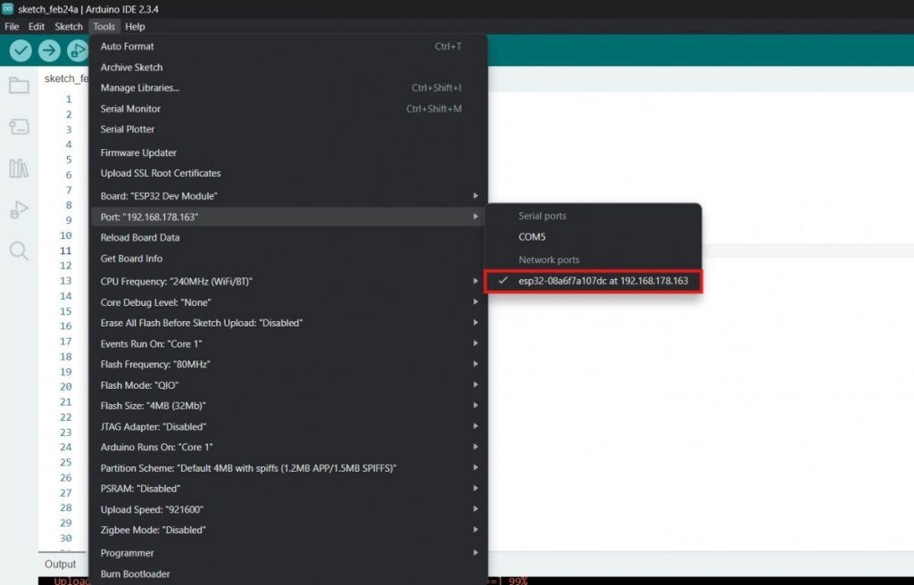 ESP32 OTA Update: Wireless Programming via Arduino IDE